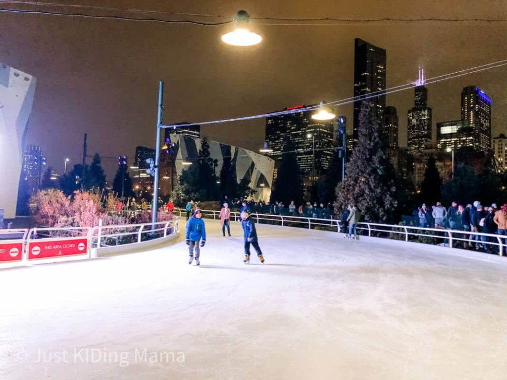Skating Past the Chicago Skyline at the Maggie Daley Skating Ribbon ...